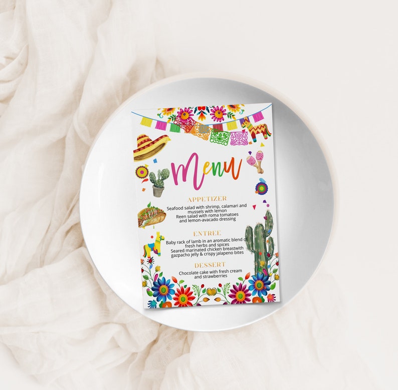Fiesta Menu Card, Mexican Menu Card, Menu Card, Editable Mexican ...