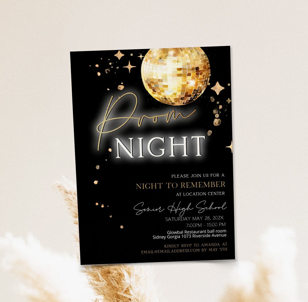Prom Night Invites, Prom Party Invite, Editable School Ball Invite ...