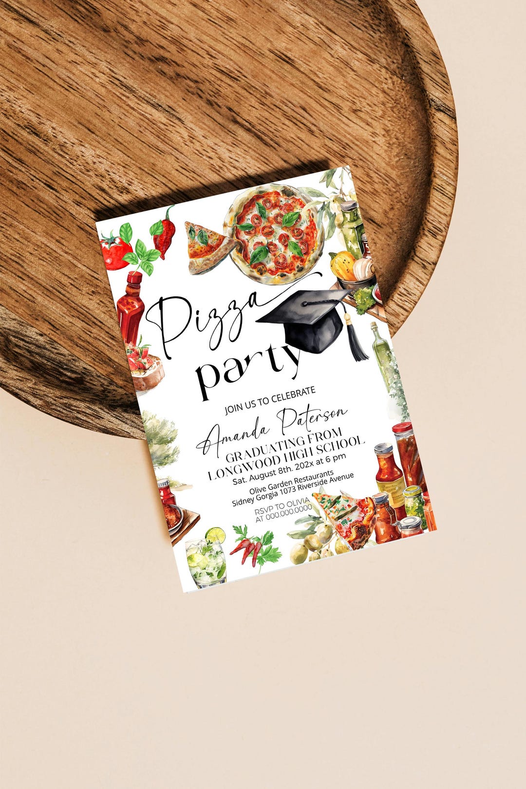Graduation Invitation Template, Pizza Graduation Party, Italian Themed ...