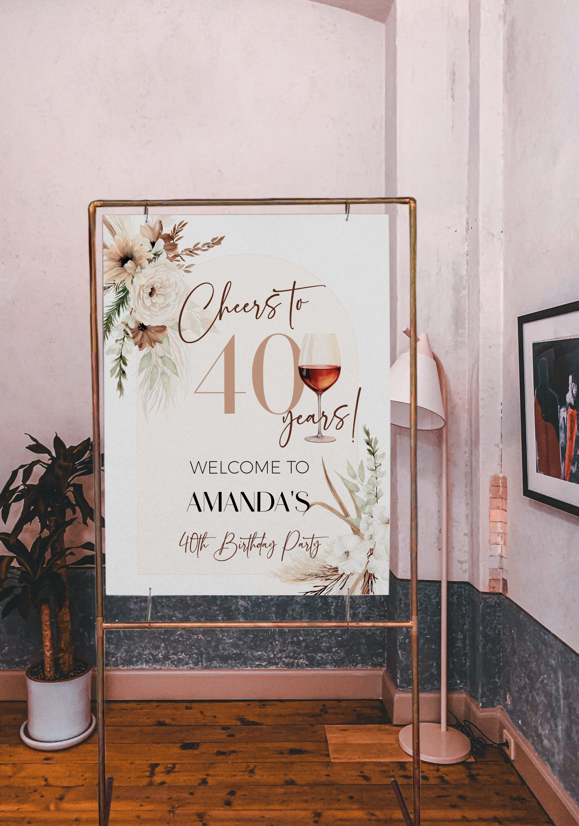 Cheers to 40 Years Welcome Sign Template, Printable Birthday Welcome ...
