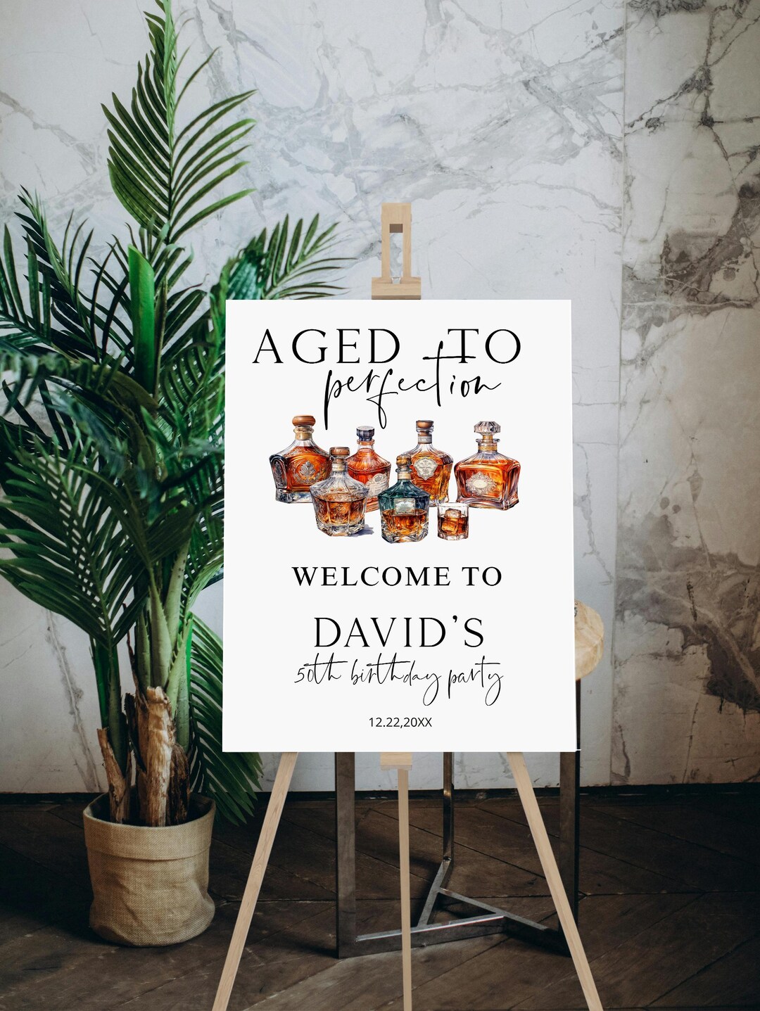 Aged to Perfection Welcome Sign Template, Editable 50th Birthday ...