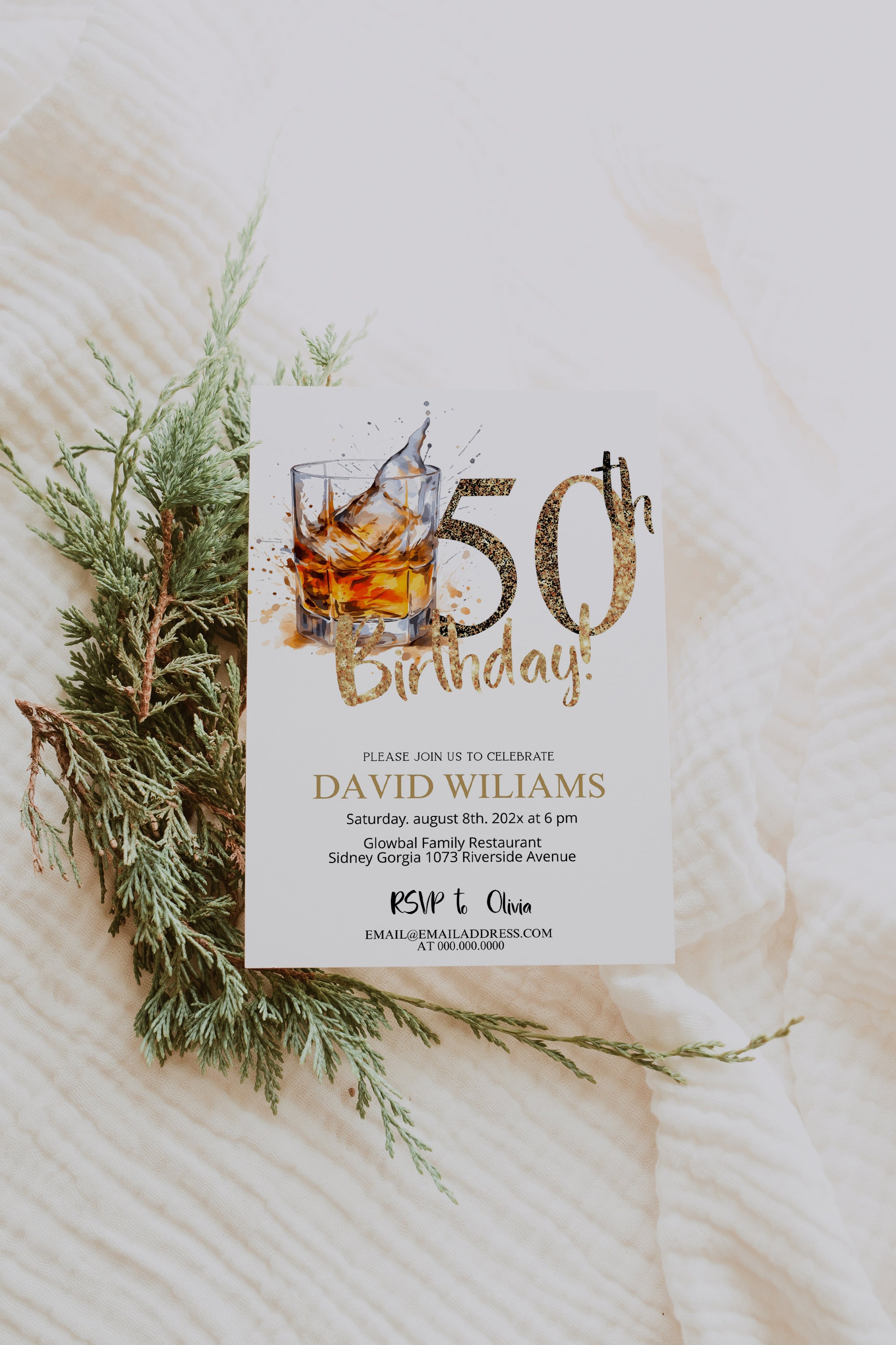 50th Birthday Invitation Template, Editable 50 Years Birthday Party ...