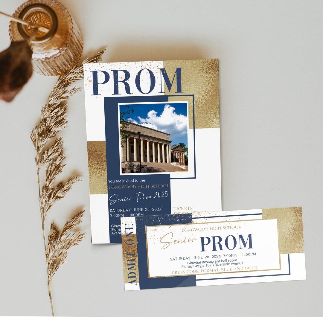 Prom Invitation and Ticket Template, Prom Party Invite, Editable School ...