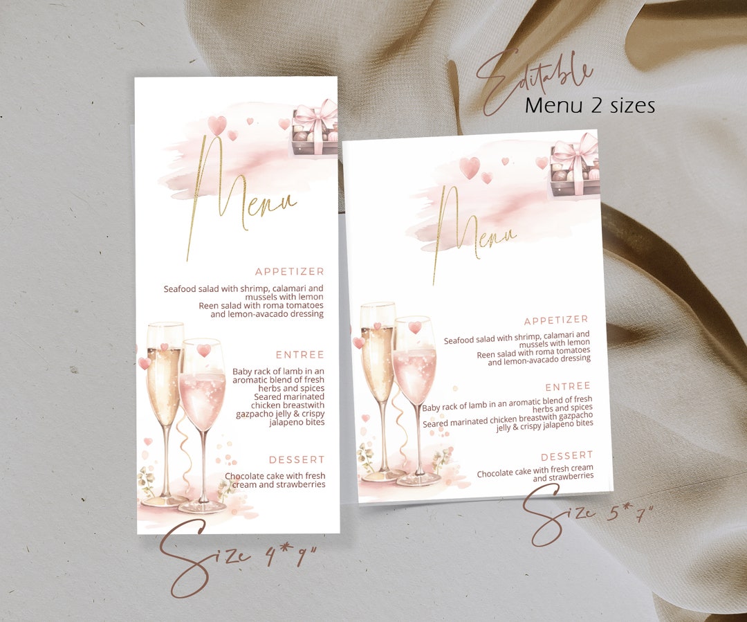 Editable Menu Card Template, Wedding Menu Card, Birthday Celebration ...