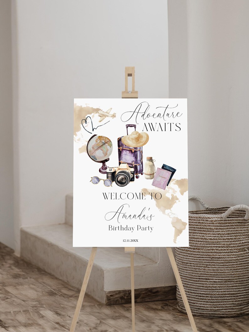 Travel Welcome Sign, Around the World Birthday Party Template, World ...