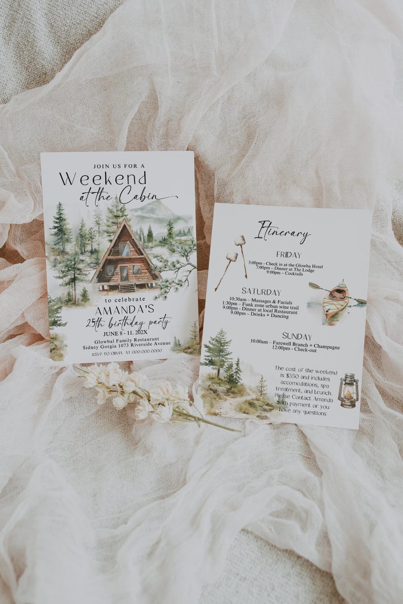 Weekend at the Cabin Invitation, Woods Weekend Party, Camping Weekend ...