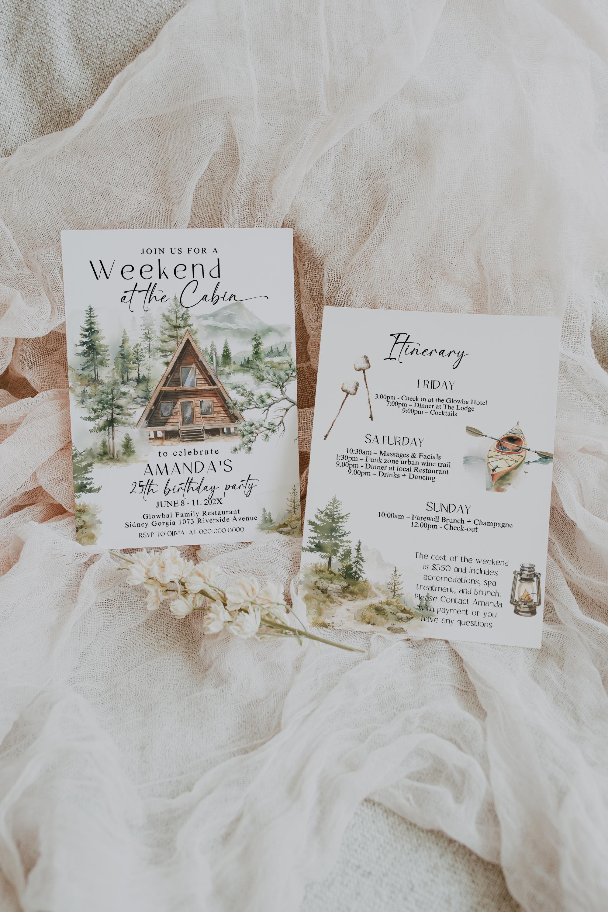 Weekend at the Cabin Invitation, Woods Weekend Party, Camping Weekend ...