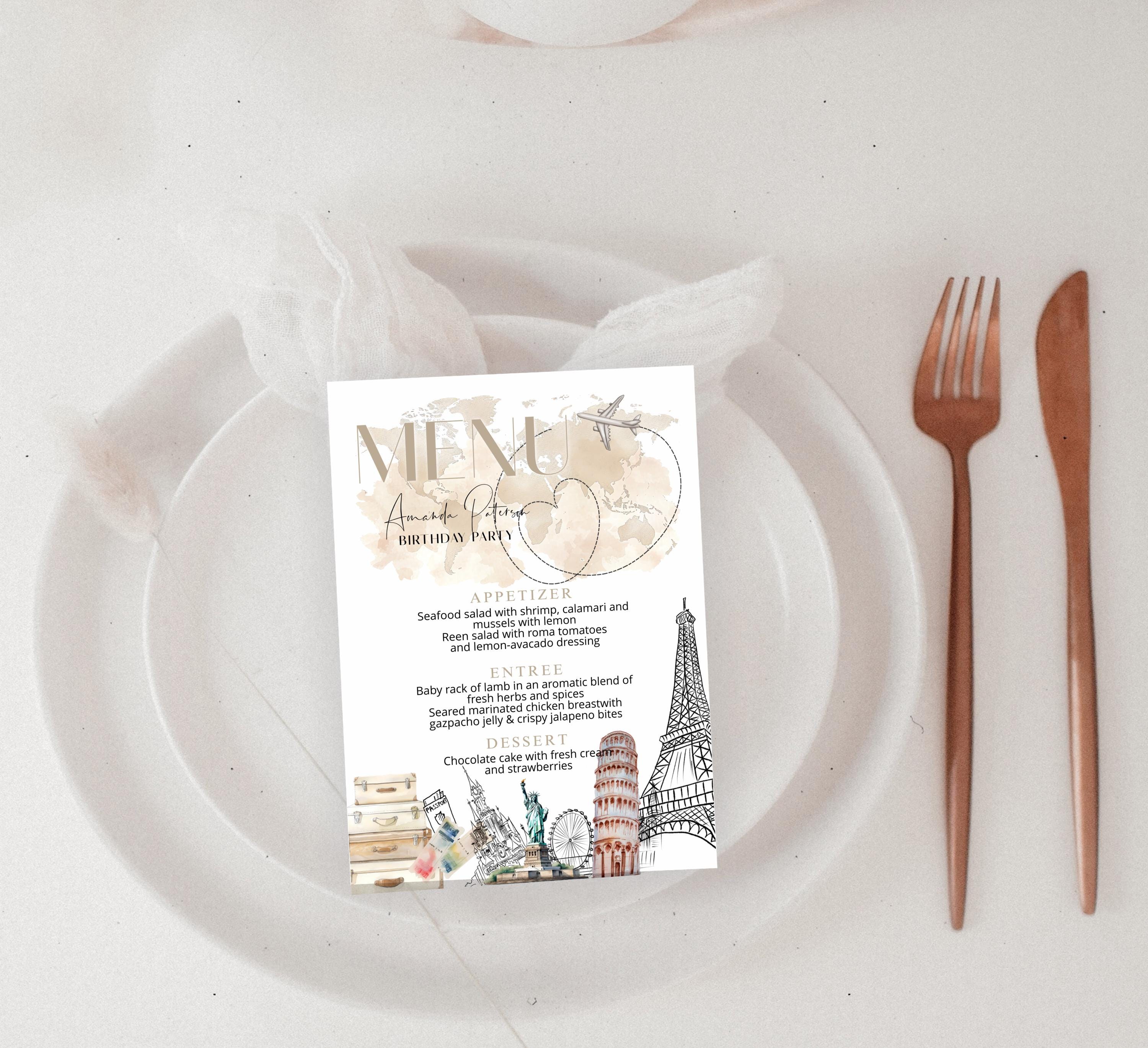 Adventure Menu Card Template, Travel Theme Menu, World Map Menu ...