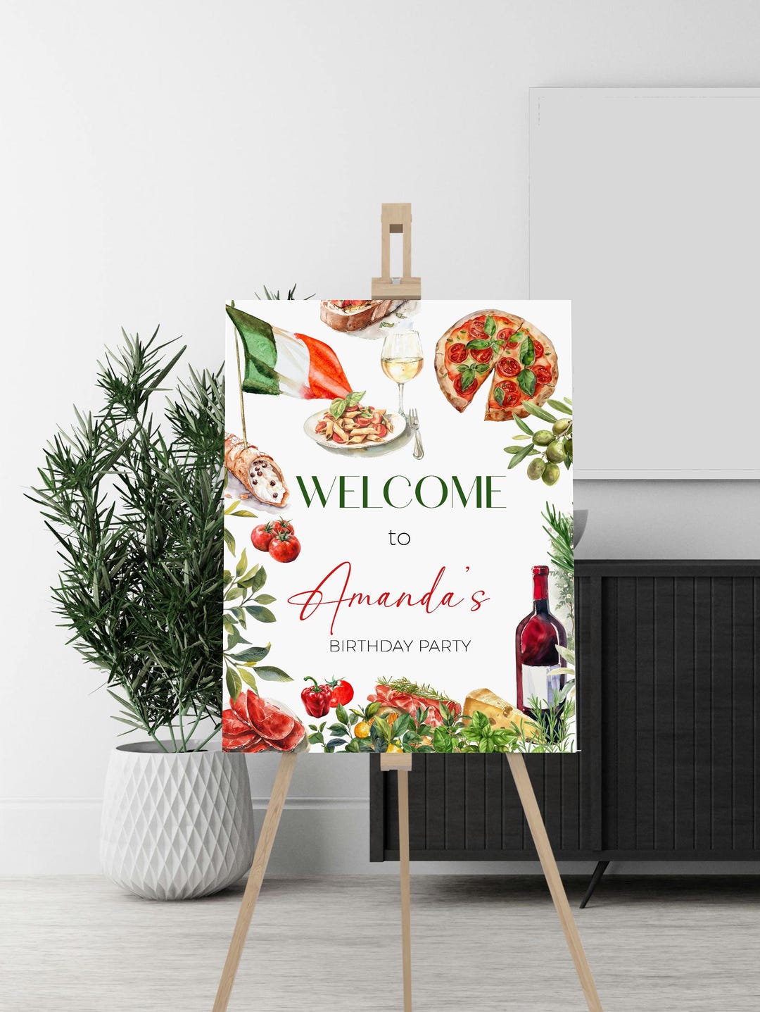 Italian Theme Welcome Sign Template, Pizza Birthday Party, Editable ...