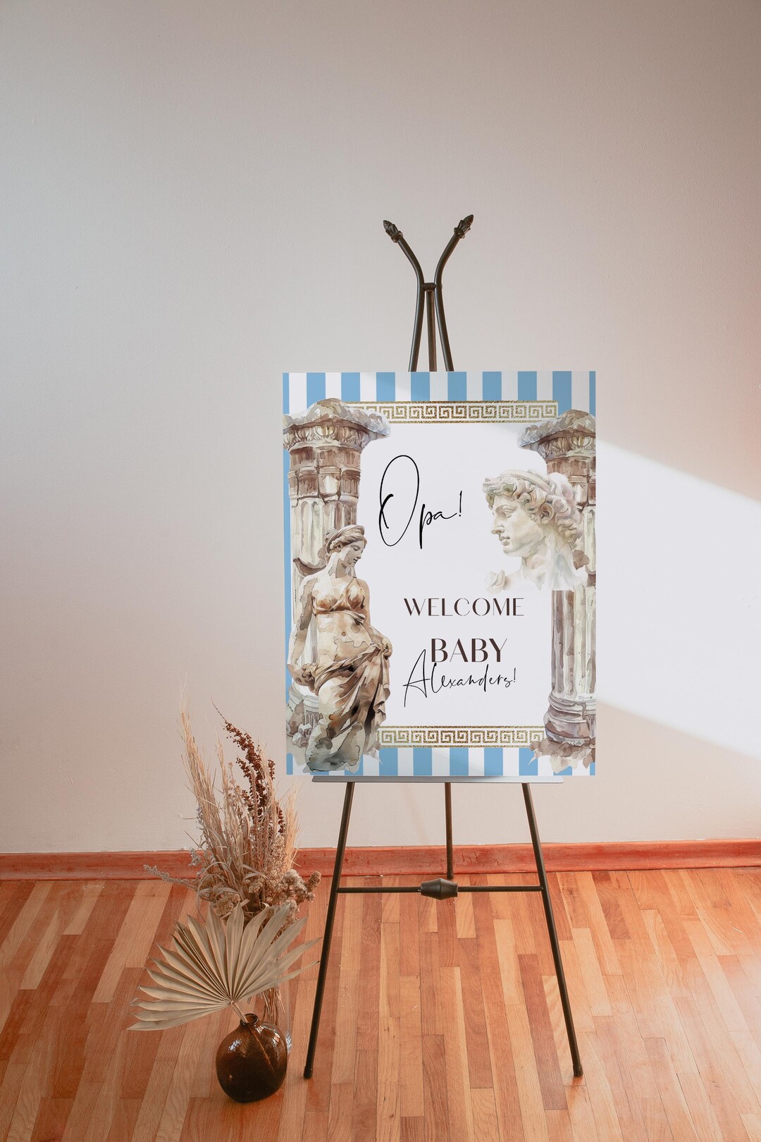 Greek Shower Welcome Sign Template, Greece Themed Poster, Editable ...