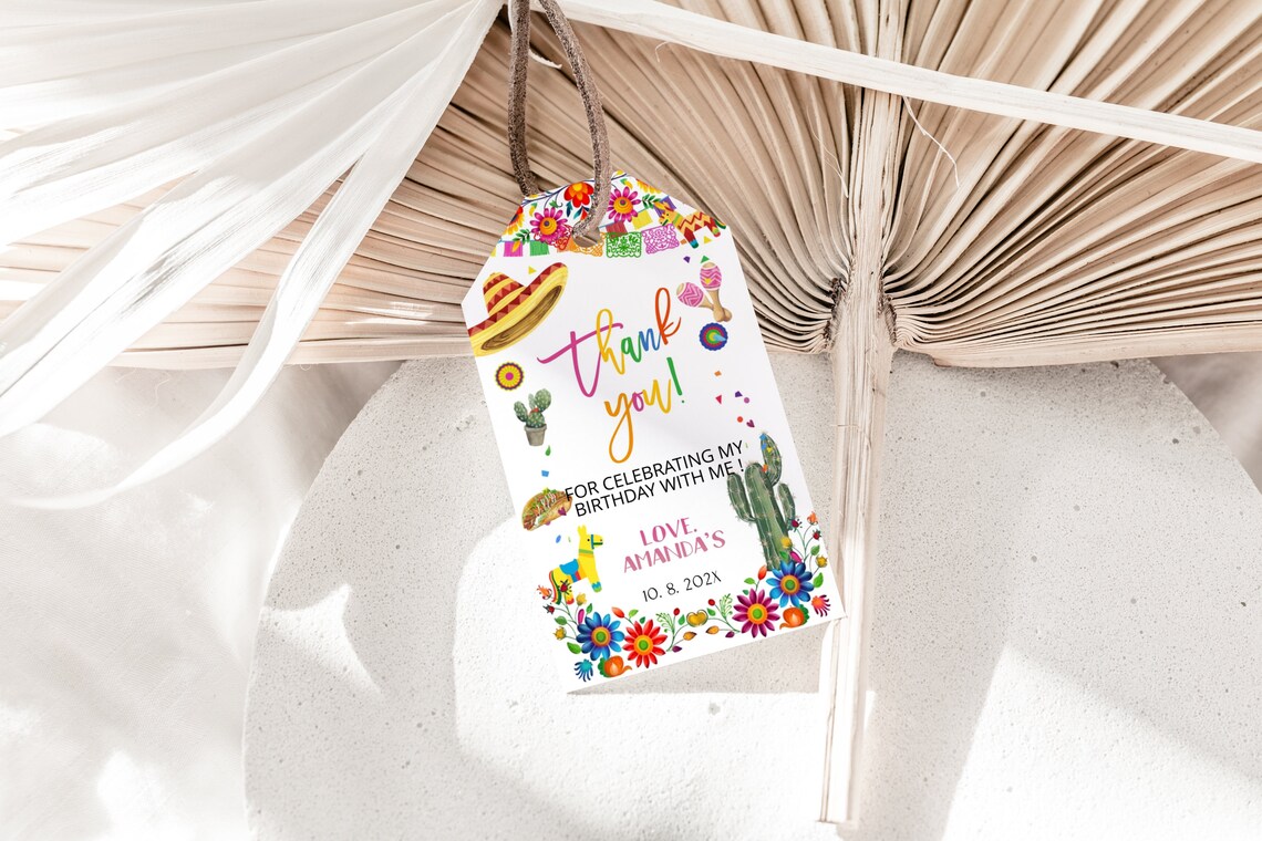 Fiesta Favor Tag, Editable Party Favor, Mexican Theme Party Favor Tag ...
