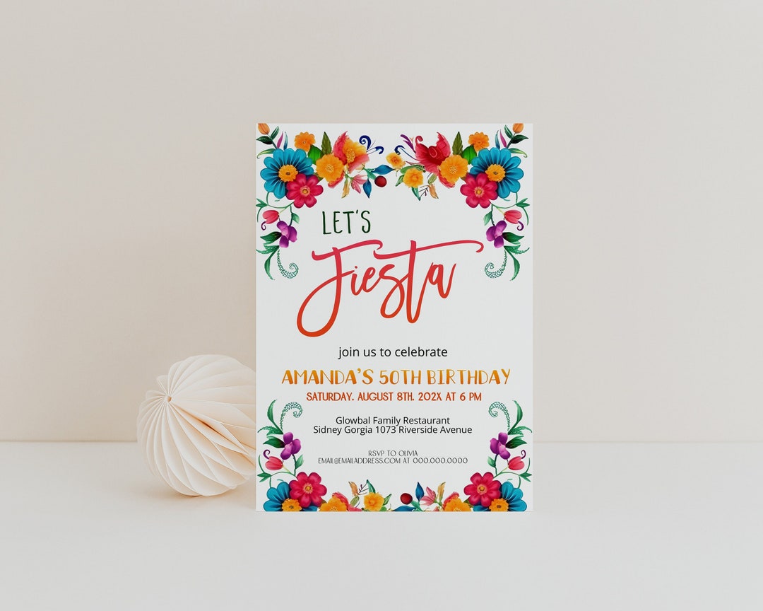 Fiesta Birthday Party Invite, Fiesta Birthday Invitation, Lets Fiesta ...