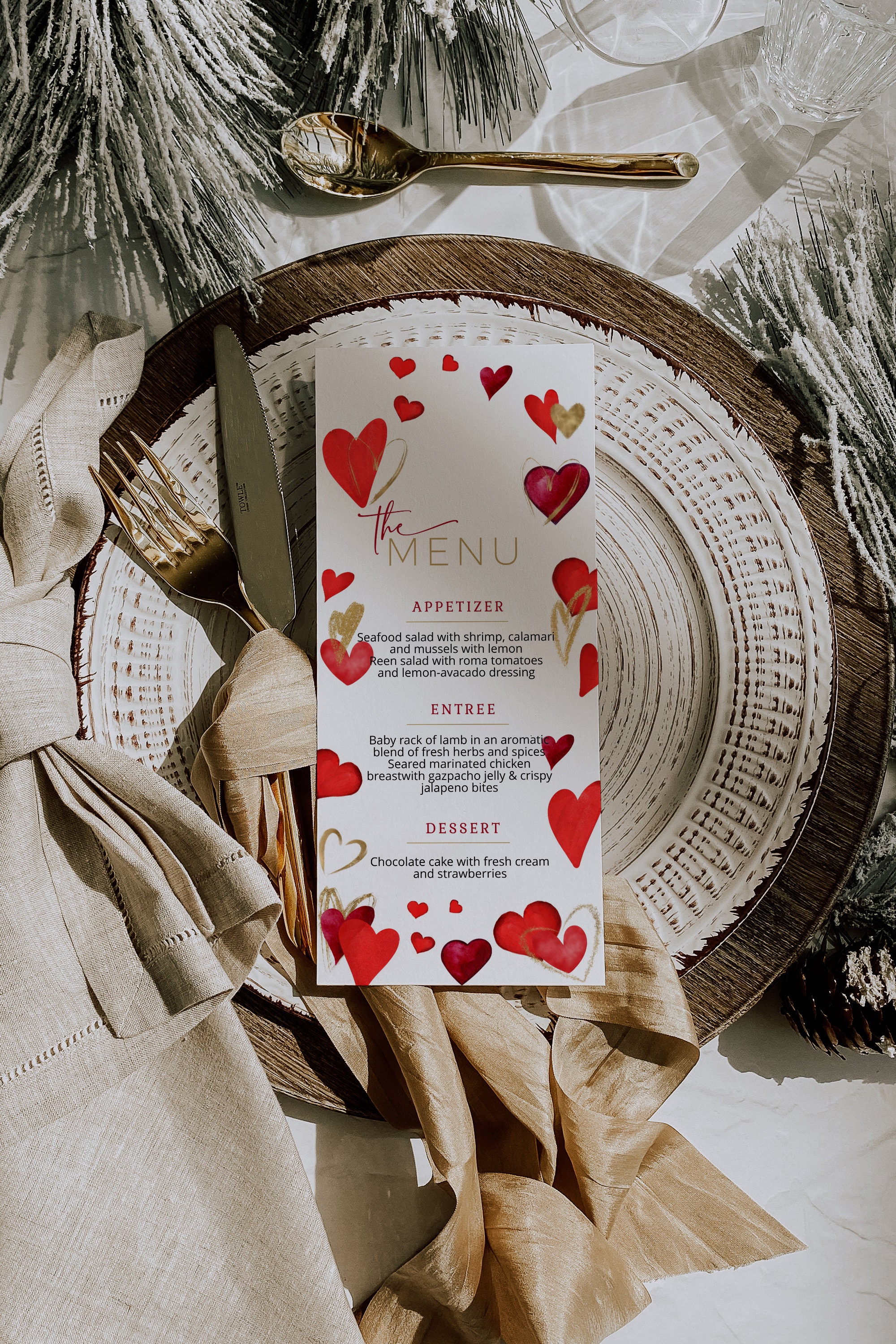 Valentine's Day Menu, Party Menu, Printable Menu Card, Valentines Menu ...