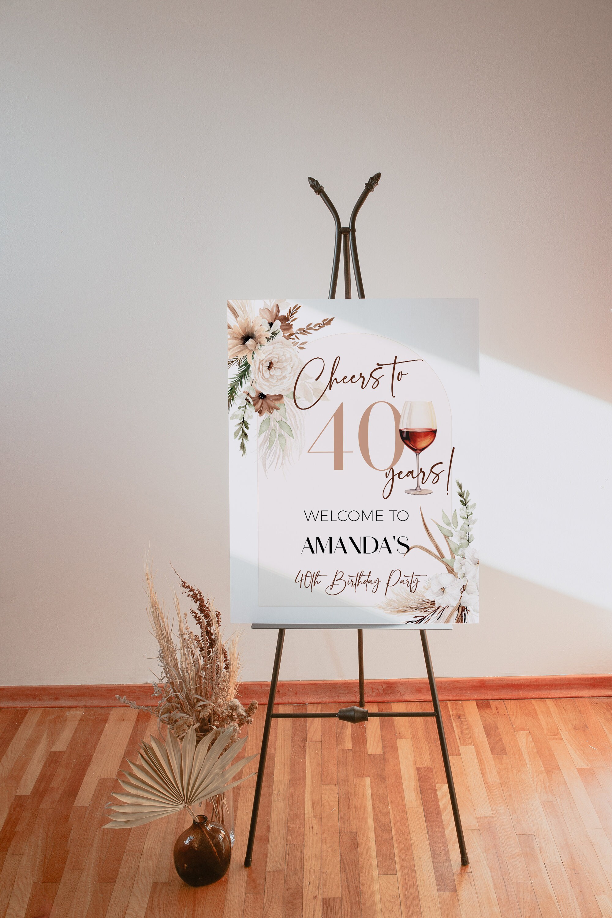 Cheers to 40 Years Welcome Sign Template, Printable Birthday Welcome ...