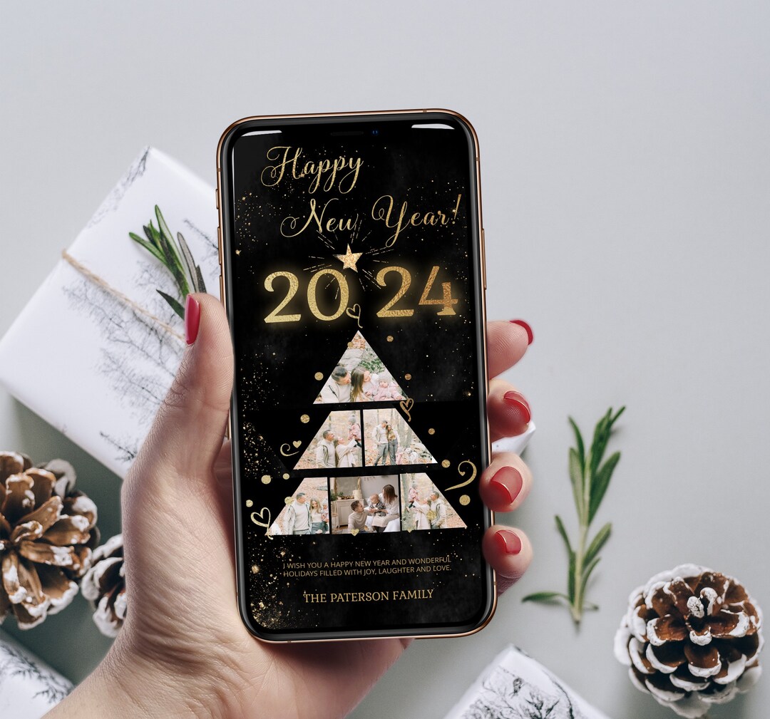 Happy New Year's Digital Photo Card Electronic 2024 New - Etsy