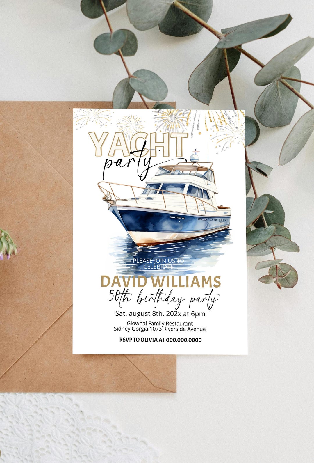 Yacht Birthday Invitation Template, Yacht Party, Nautical Party, Boat ...
