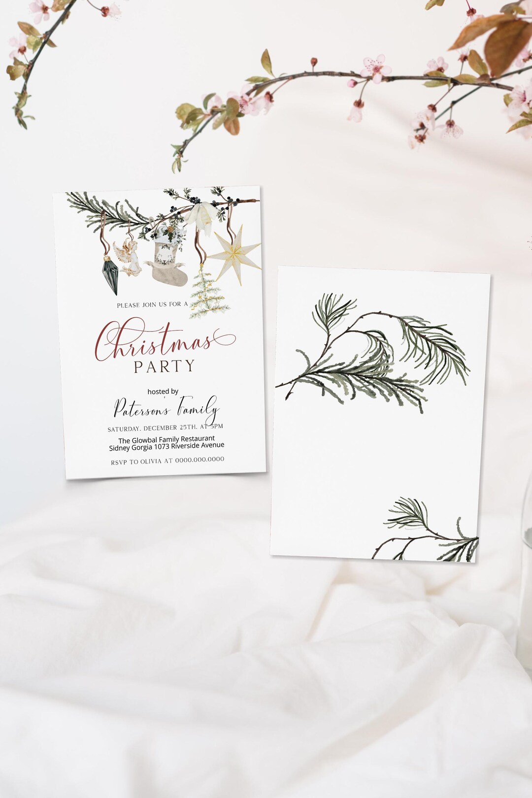 Rustic Christmas Party Invitation, Holiday Party Template, Company ...
