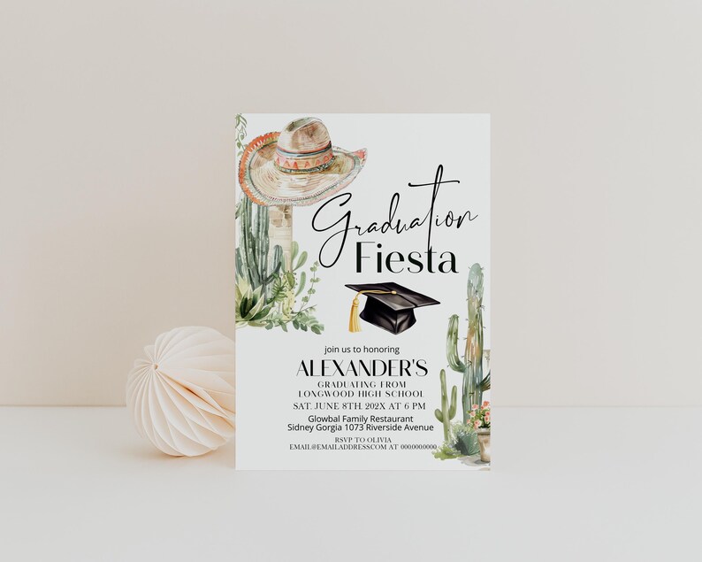 Graduation Fiesta Invitation Template, Editable Mexican Graduation ...
