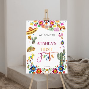 Fiesta Birthday Welcome Sign, Editable First Fiesta Birthday Welcome ...