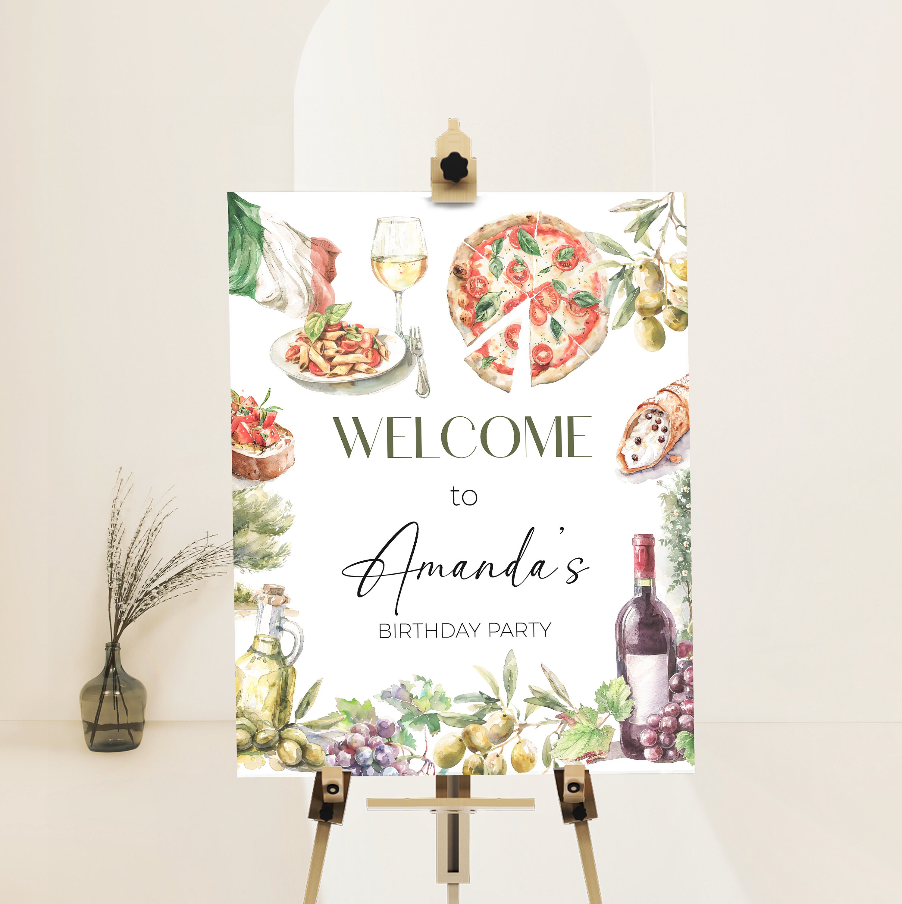 Pizza Birthday Party Welcome Sign Template, Editable Italian Theme ...