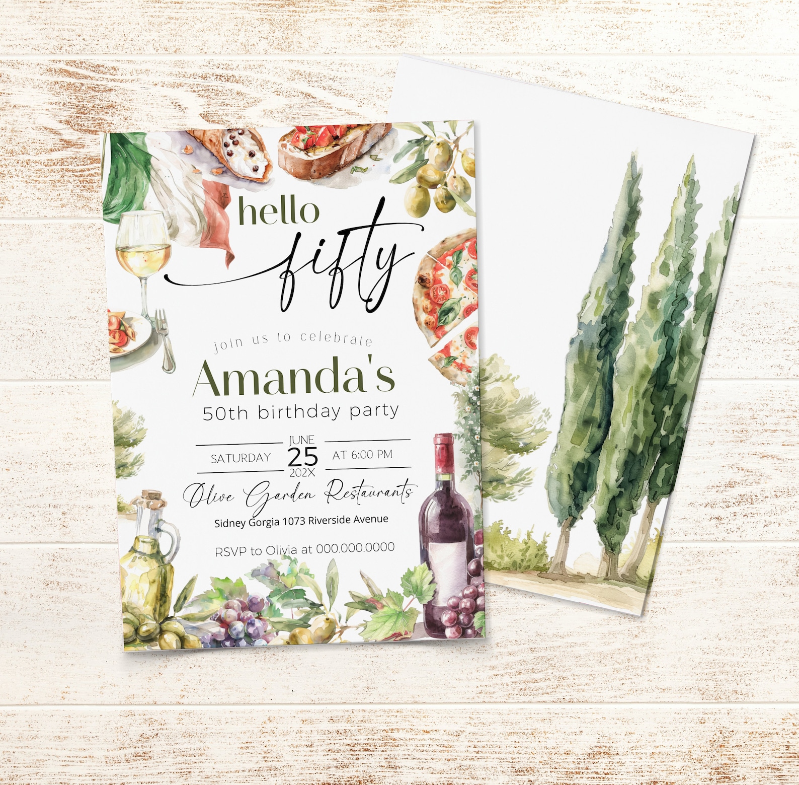 Italy Birthday Invitation Template, Editable 50th Birthday Invite, Wine ...