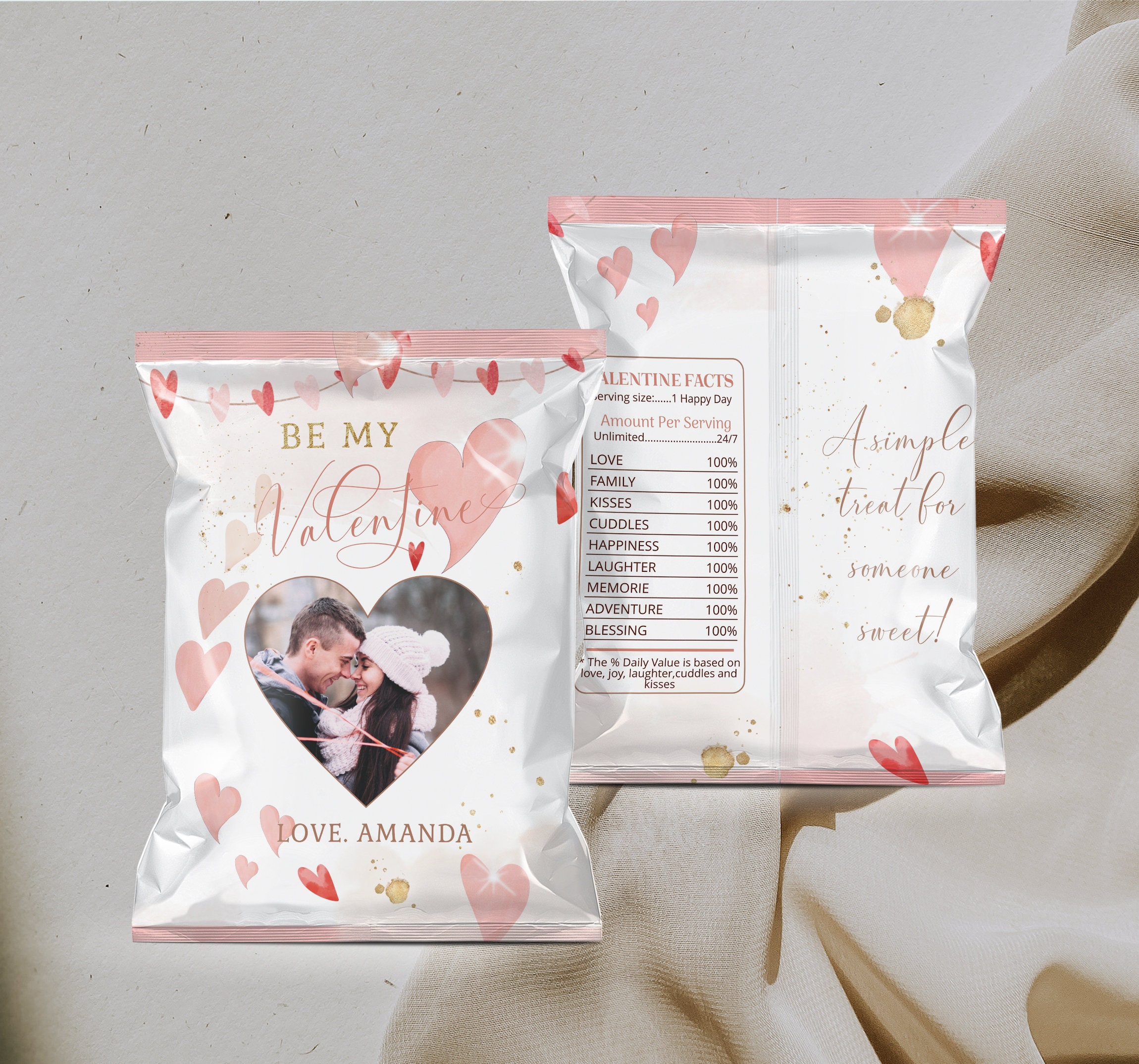 Valentine Day Photo Chip Bag, Valentine Favors Template, Printable ...