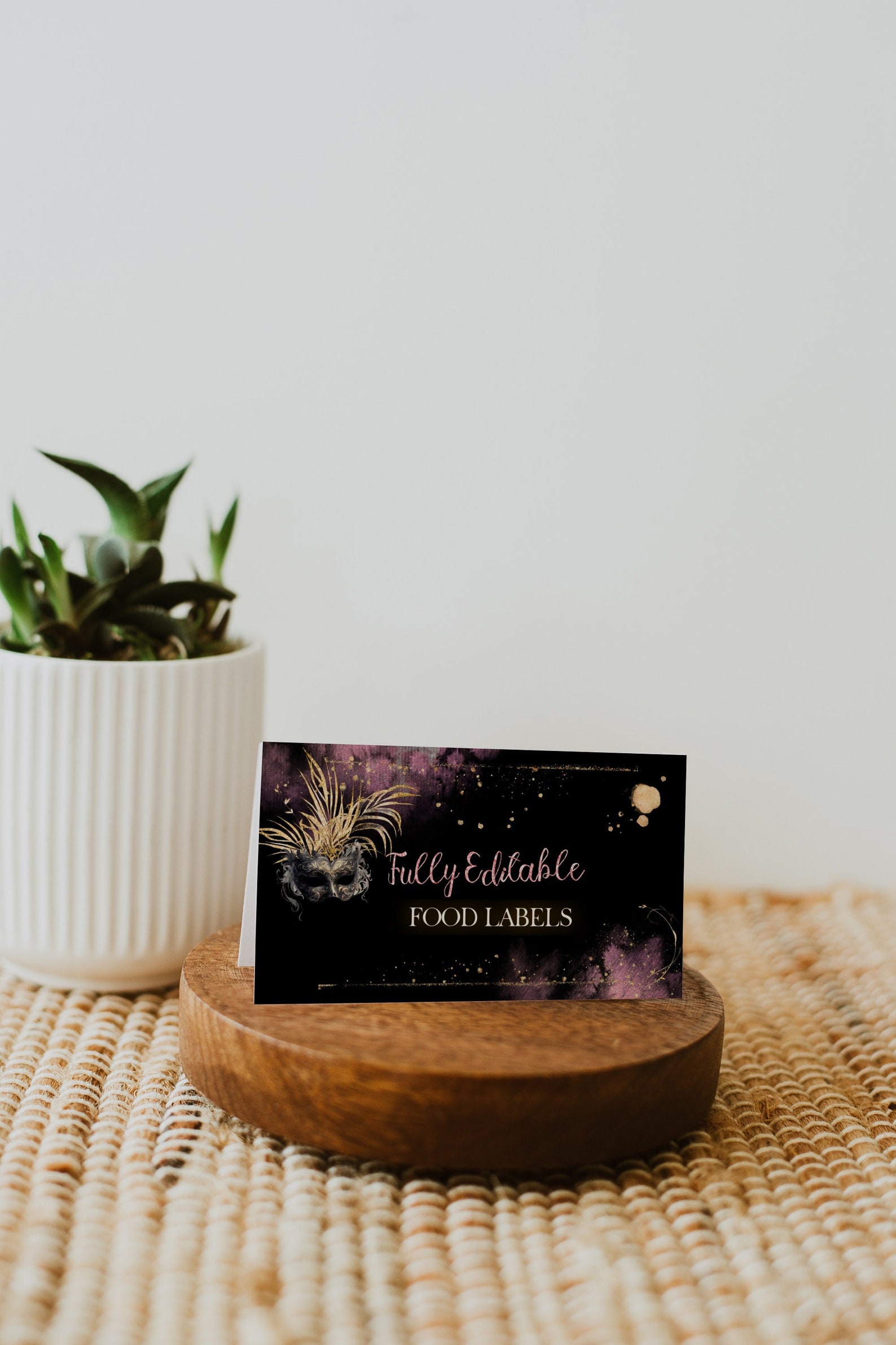 Masquerade Birthday Party Food Card, Editable Food Label Tent Card ...