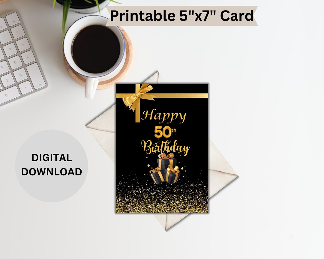 50th Birthday Card Printable Birthday Card Happy Birthday Card ...