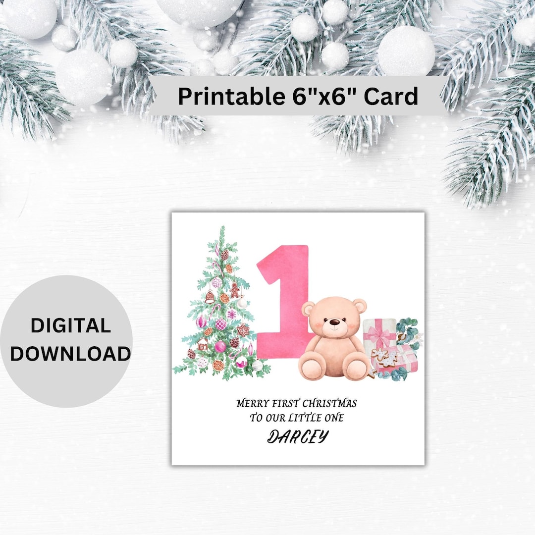Personalised Baby's First Christmas Card for Daughter Printable ...