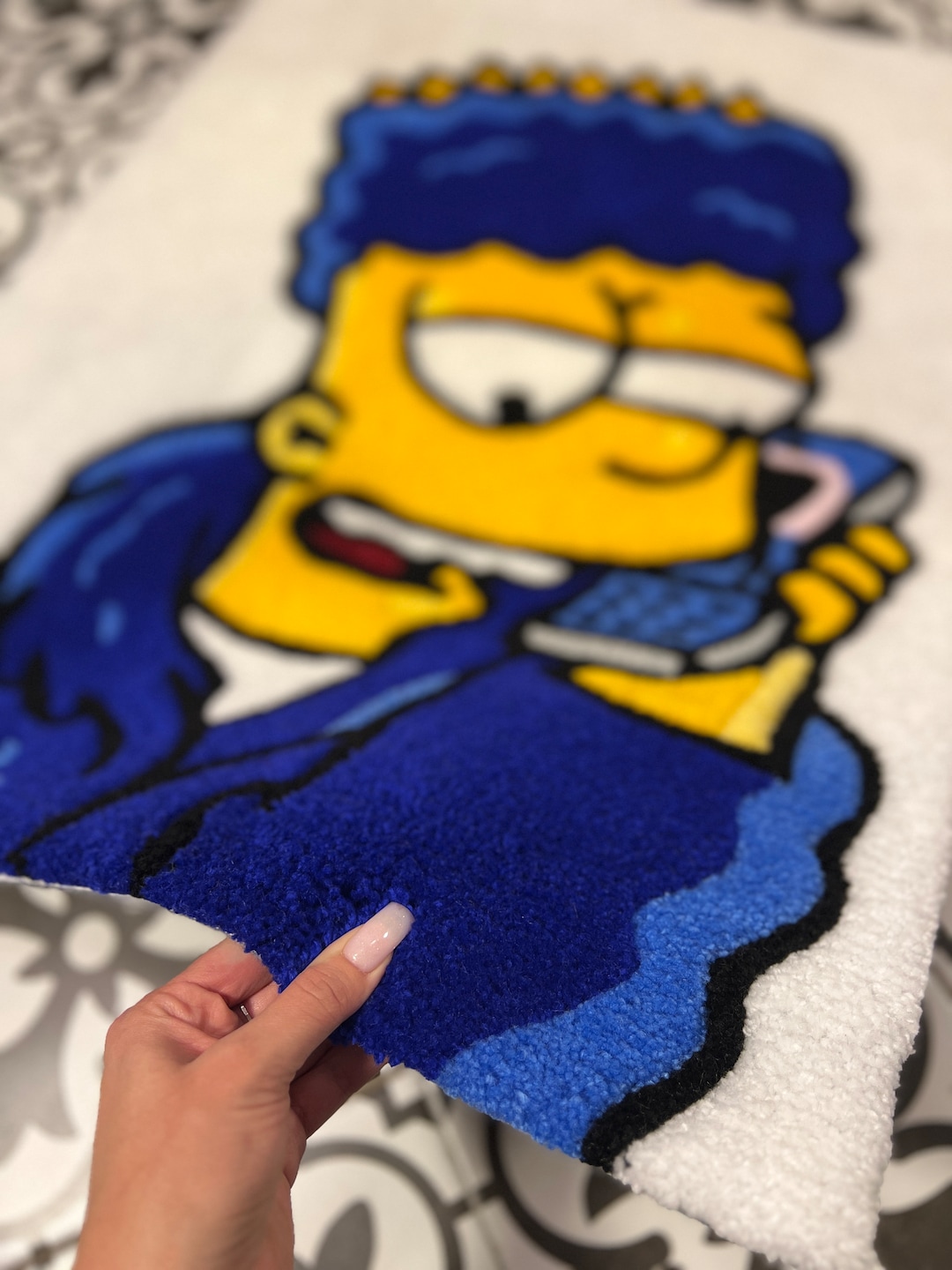 Blue Bart Simpson Tufted Rug Custom Hand-tufted Carpet Soft Tufting - Etsy