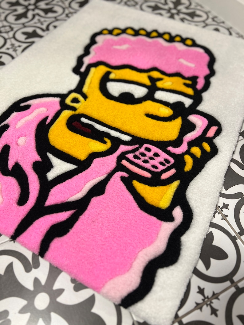 Pink Bart Simpson Tufted Rug Custom Hand-tufted Carpet Soft Tufting - Etsy