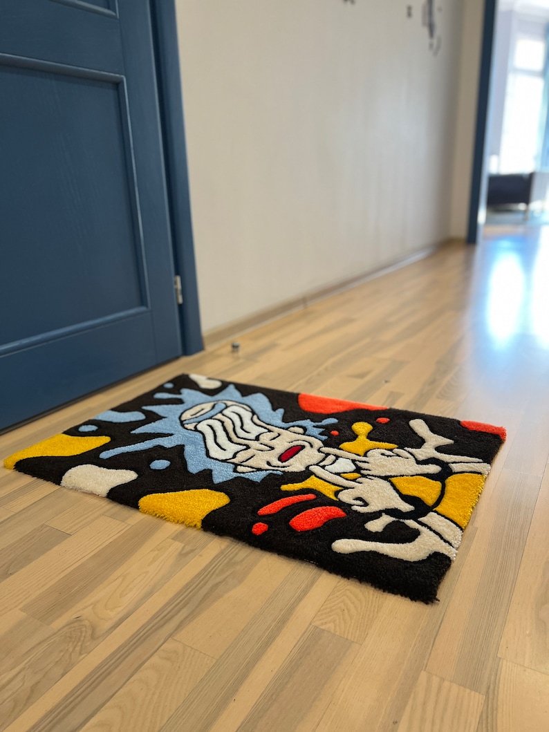 Rick and Morty Distorted Rick Rug, Rick and Morty Rug, Cartoon Rug ...