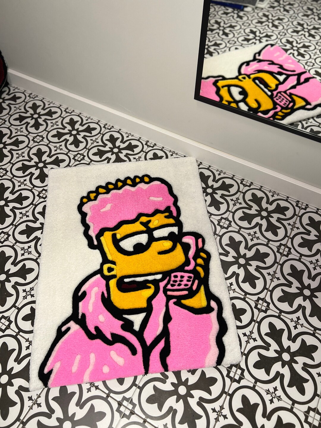 Pink Bart Simpson Tufted Rug Custom Hand-tufted Carpet Soft Tufting - Etsy