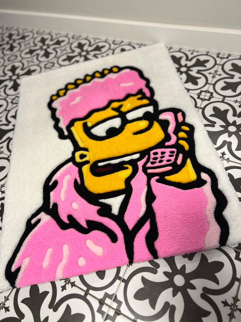 Pink Bart Simpson Tufted Rug Custom Hand-tufted Carpet Soft Tufting - Etsy