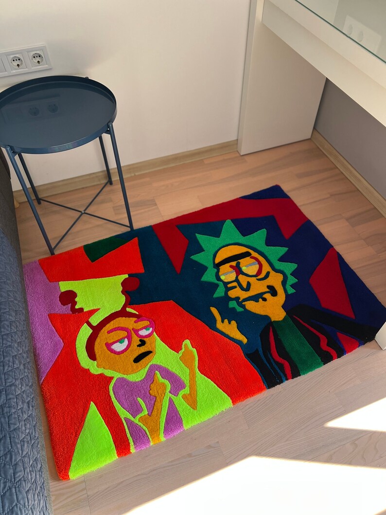 Rick & Morty Middle Finger Rug Handmade Custom Rug Soft Tufted Carpet ...