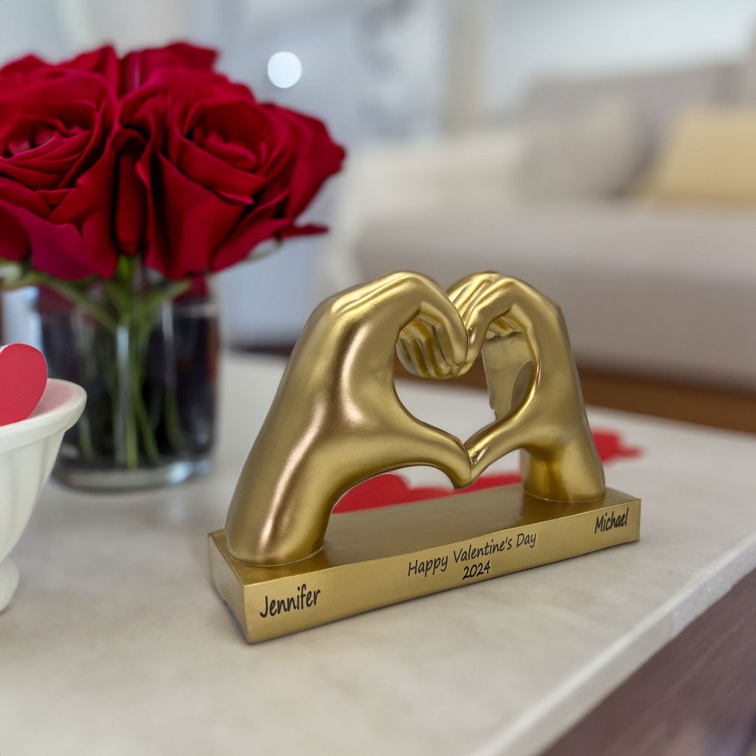 Gold Heart Hand Figurines, Valentines Day Gift for Her, Gift for Wife ...