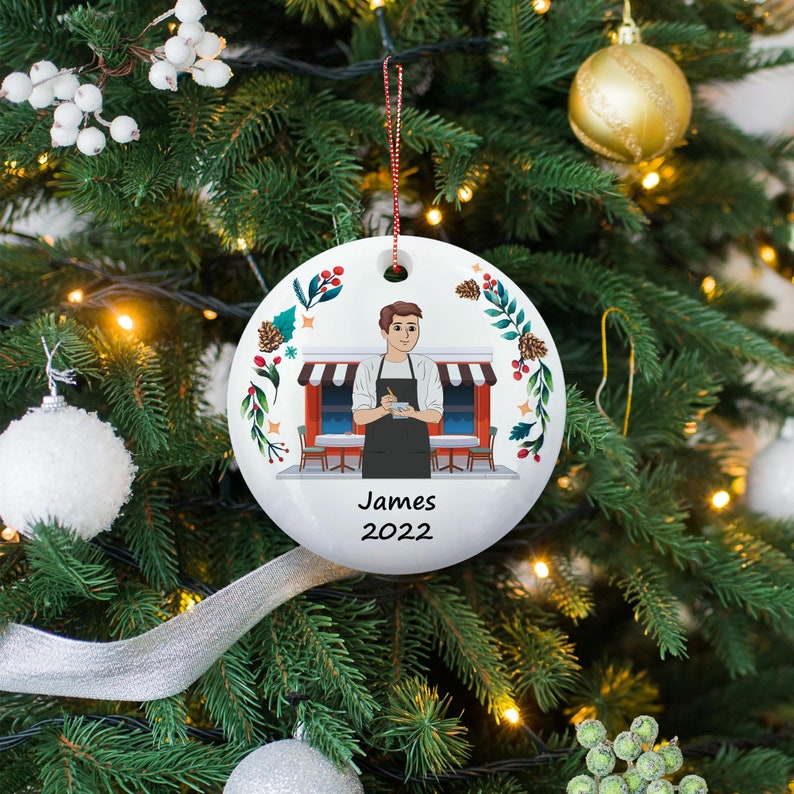 Waiter Christmas Ornament ,food Server Male Gift Personalized Blonde ...