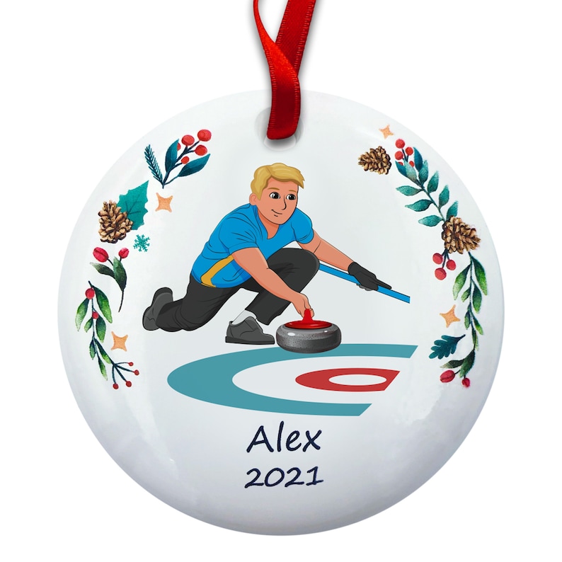 Curling Boy Personalized Christmas Ornament Gift for Curler - Etsy