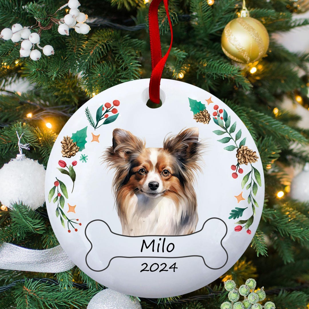 Papillon Dog Gift – Personalized Ornament With Year, Tree Accent for ...