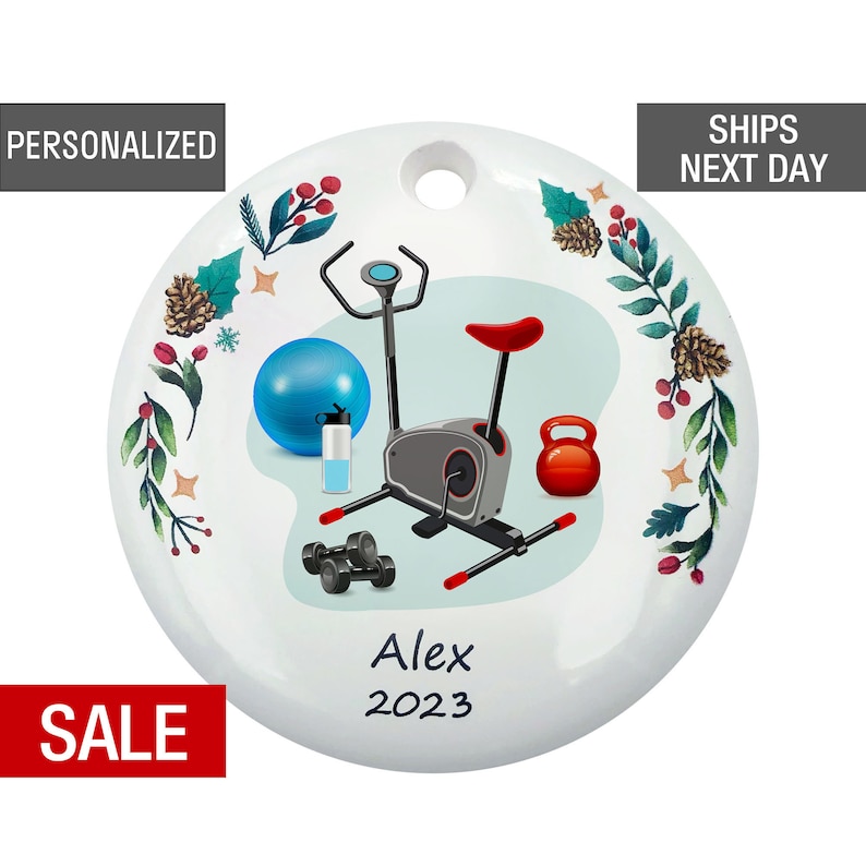 Fitness Gym Christmas Ornament Personalized, Body Builder Ornament ...