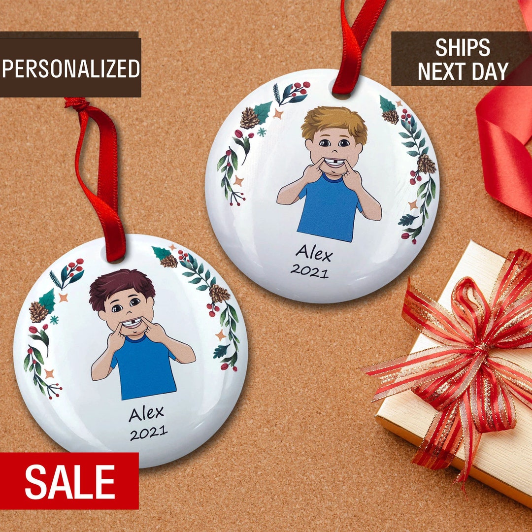 Lost a Tooth Boy Christmas Tree Ornament Personalized, Losing First ...