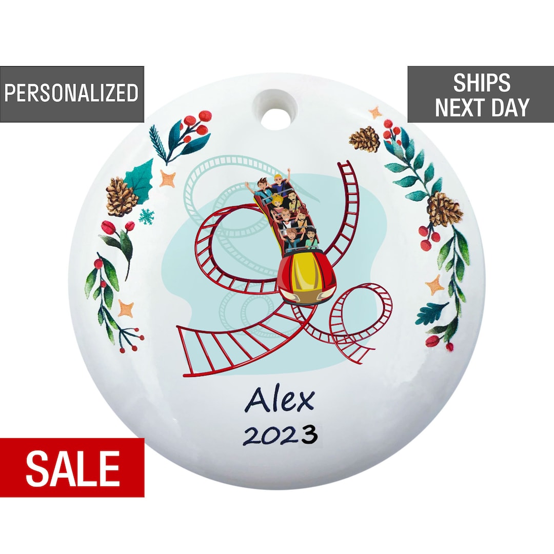 Riding Roller Coaster Christmas Ornament Personalized, Amusement Park ...