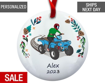 ATV White 4 Wheeler Christmas Tree Ornament - Etsy