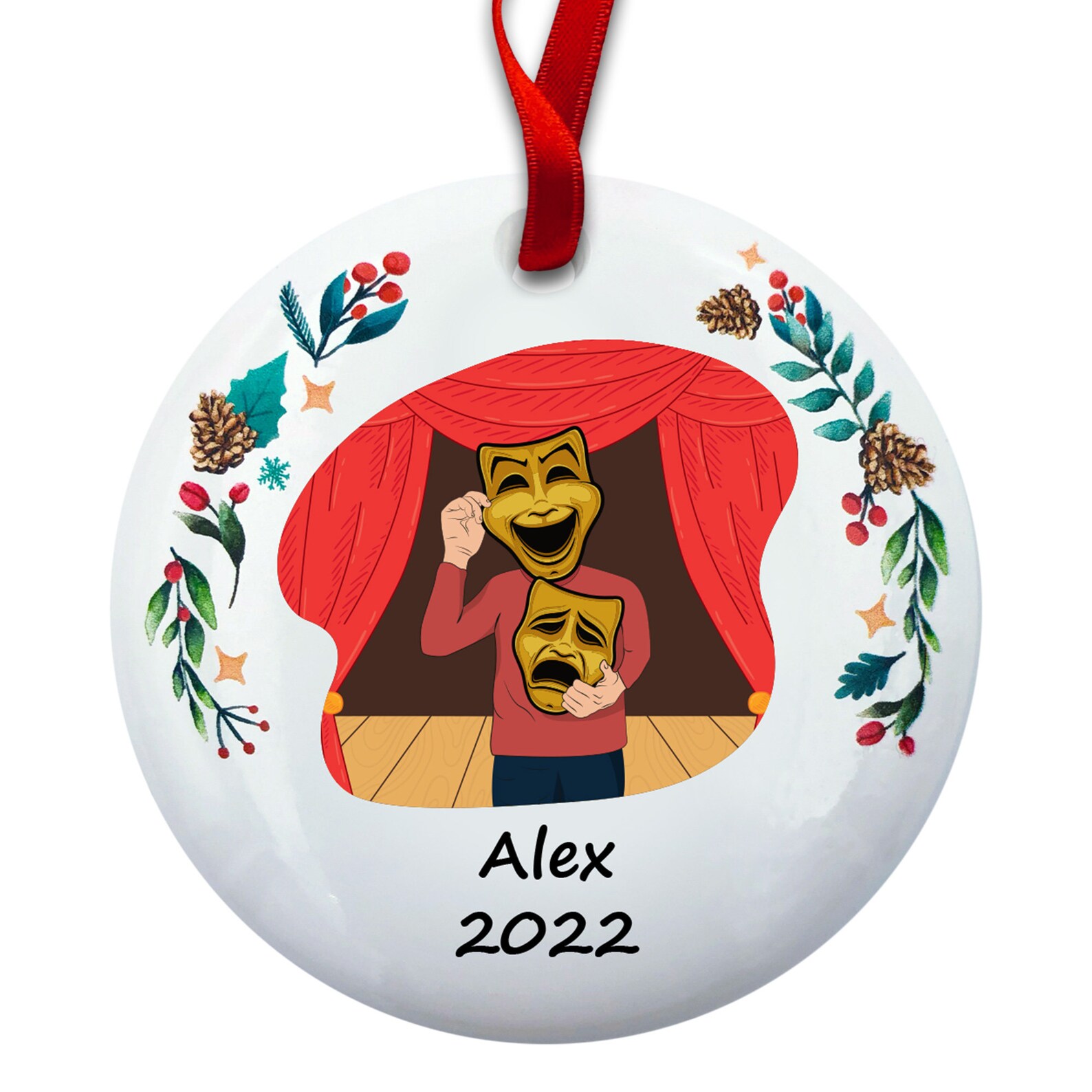 Theatre Christmas Ornament Personalized Drama Masks Actor Gift - Etsy