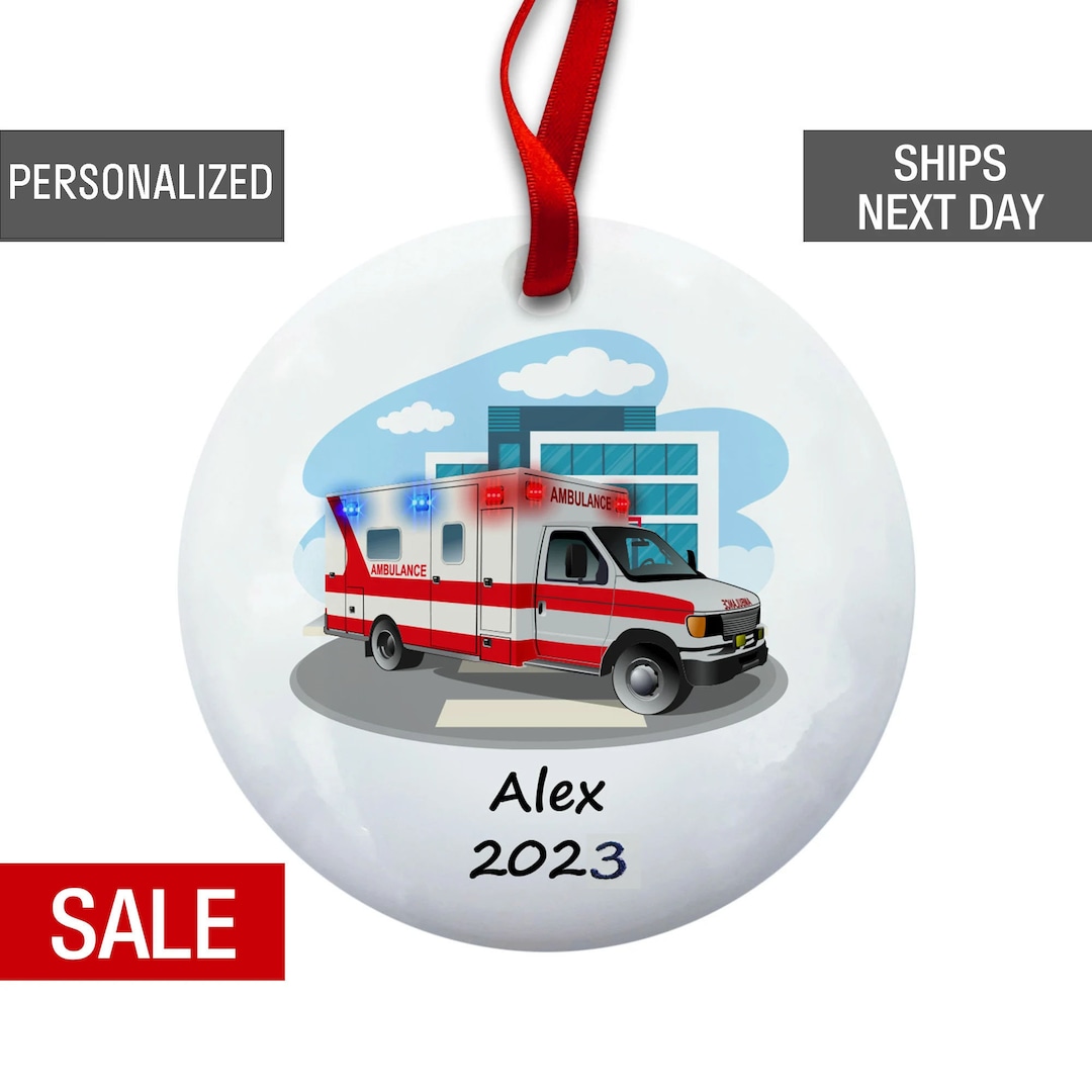 Ambulance Christmas Ornament, EMT, Paramedic, Emergency Medical ...