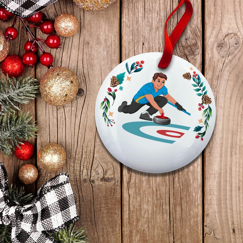 Curling Boy Personalized Christmas Ornament Gift for Curler - Etsy