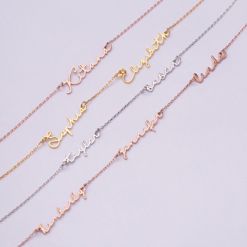 Multiple Minimalist Name Necklace, 2 Names Necklace, Custom 14K Gold ...