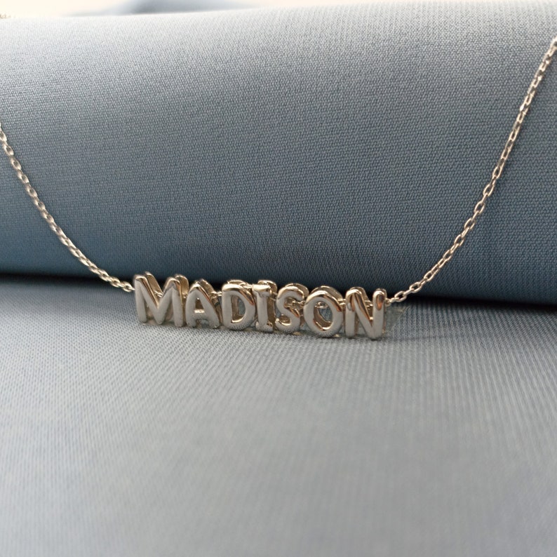 Bubble Name Necklace, Bubble Letter Necklace, Personalized Silver ...