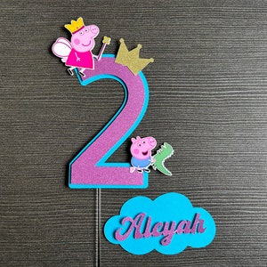 Peppa Pig Number Cake Topper and Name Charm. Personalised - Etsy