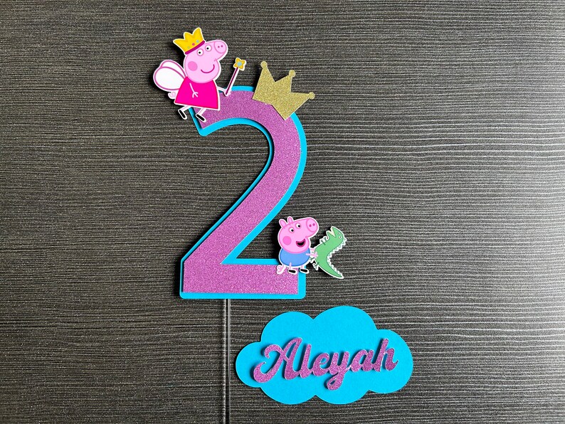 Peppa Pig Number Cake Topper and Name Charm. Personalised - Etsy